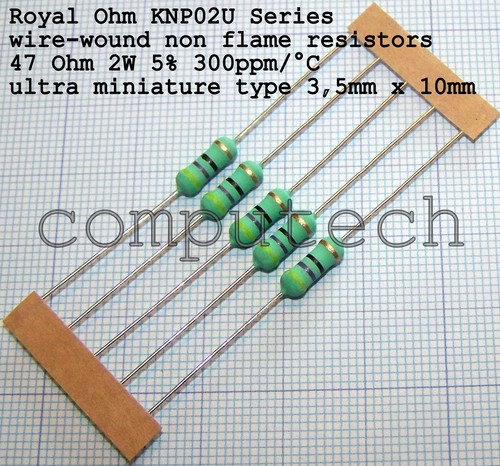 5 pezzi 47 Ohm 2W 5% Resistenza Fusibile a filo avvolto Royal Ohm ...
