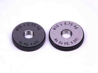 NEW M10 X .75 6g SOLID THREAD RING GAGES 10 0.75 GO NO GO P.D.'S = 9. ...