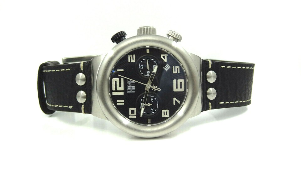 Frye 245689CST Sapphire Crystal Chronograph Black Leather Strap Men's ...