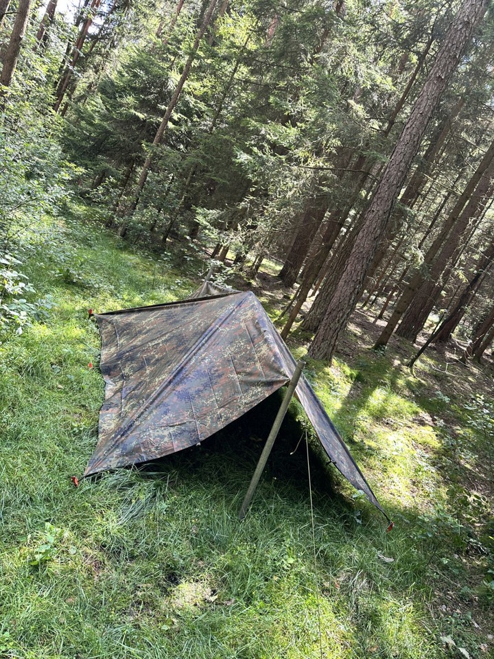 PE Flecktarn Tarp Telo Tarpaulin Outdoor Bushcraft Campeggio 3x 3 M | eBay