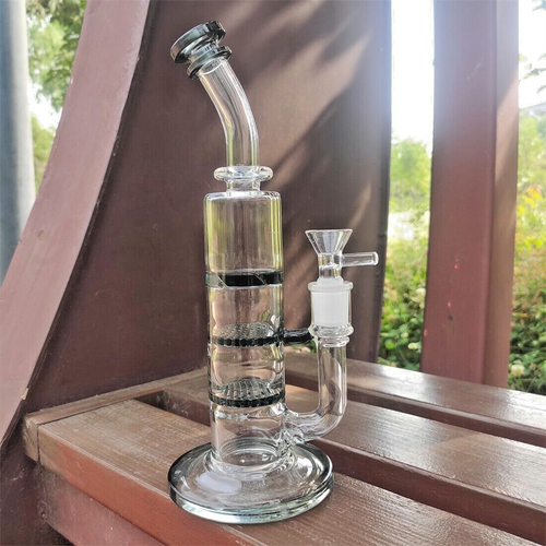 10" Black Three Layers Mass Comb Filter Water Pipe Bong Glass Bongs ...