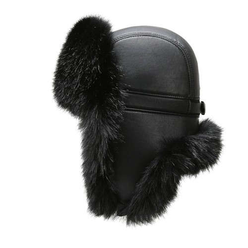 Men Russian Ushanka Trapper Hat Faux Fur Ear Flap Winter Warm Leather ...