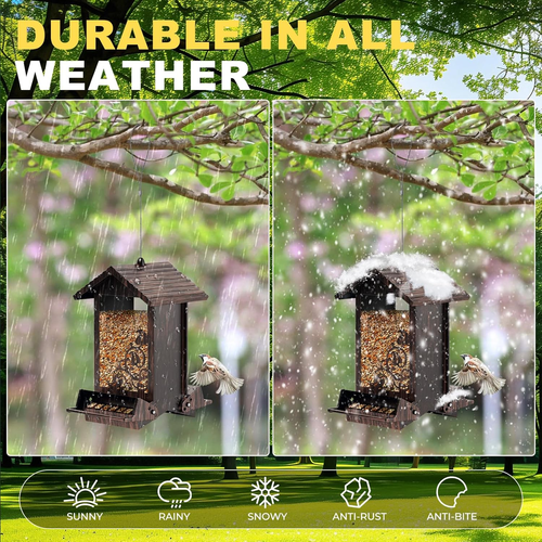 Squirrel Proof Bird Feeder for Outdoor Hanging,Metal Bird Seed Feeder ...