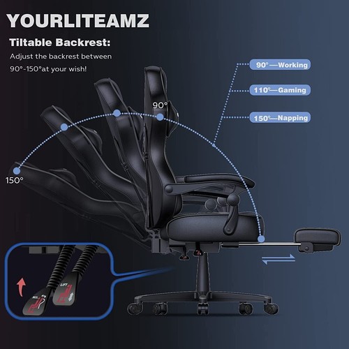 ELECWISH Gaming Chair Ergonomic Computer Office Chair Recliner Swivel ...