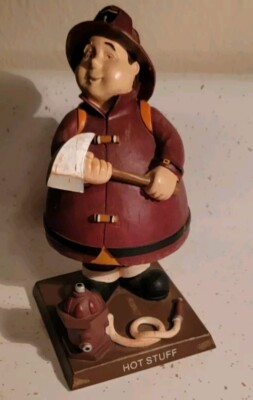 RUSS BERRIE & CO BOBBLE HEAD GUYZ FIREMAN FIREFIGHTER FIGURE HOT STUFF ...