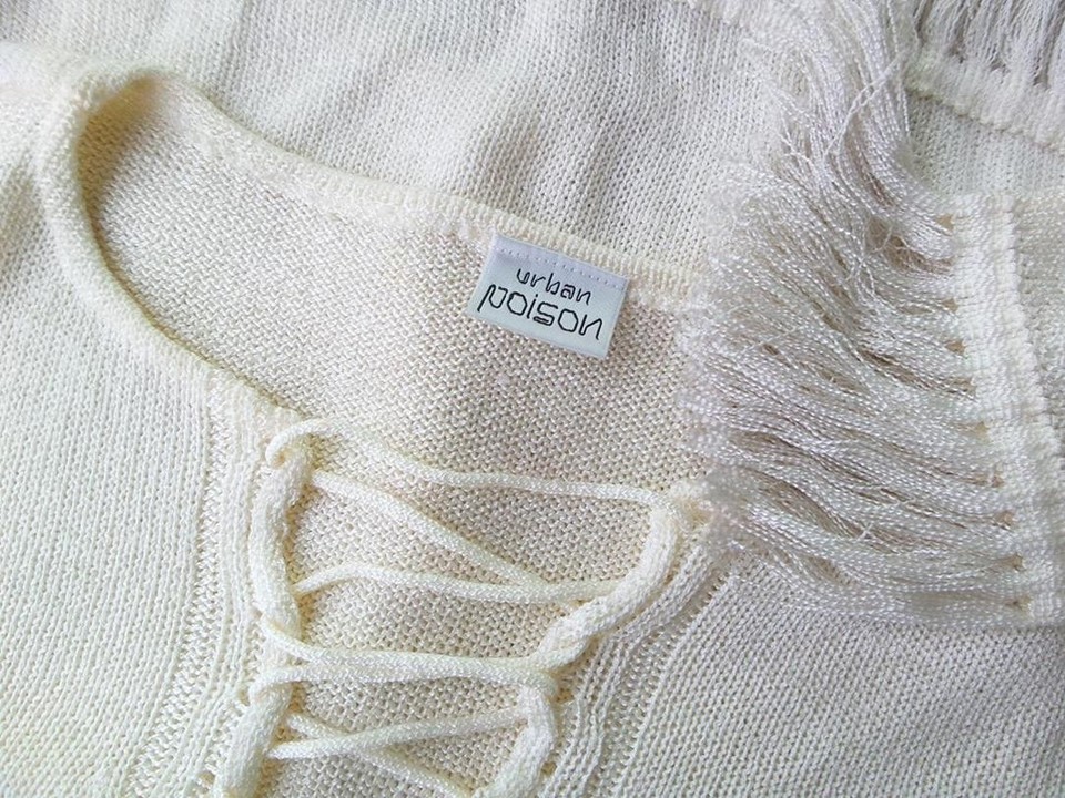 URBAN POISON Womens Long Tie Cardigan S Cream Open knit Long Sleeve ...