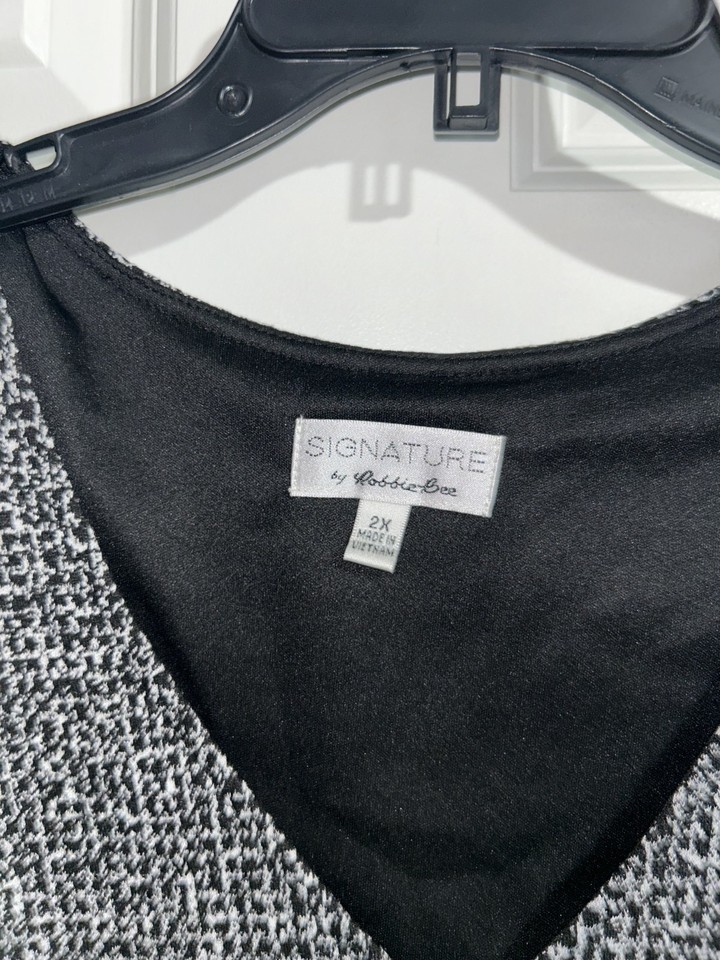 Signature by Robbie Bee plus women dress black/white midi size 2X | eBay