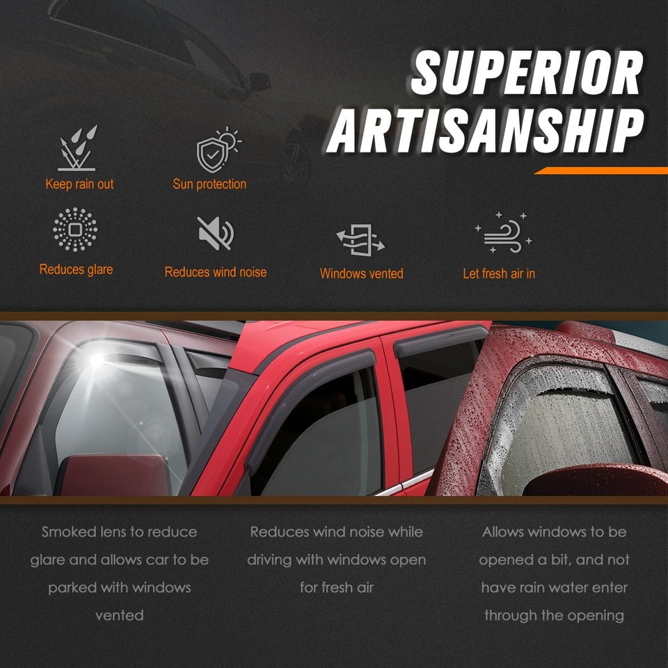 For 11-23 Dodge Charger In-Channel Window Visors Sun Guards Rain ...