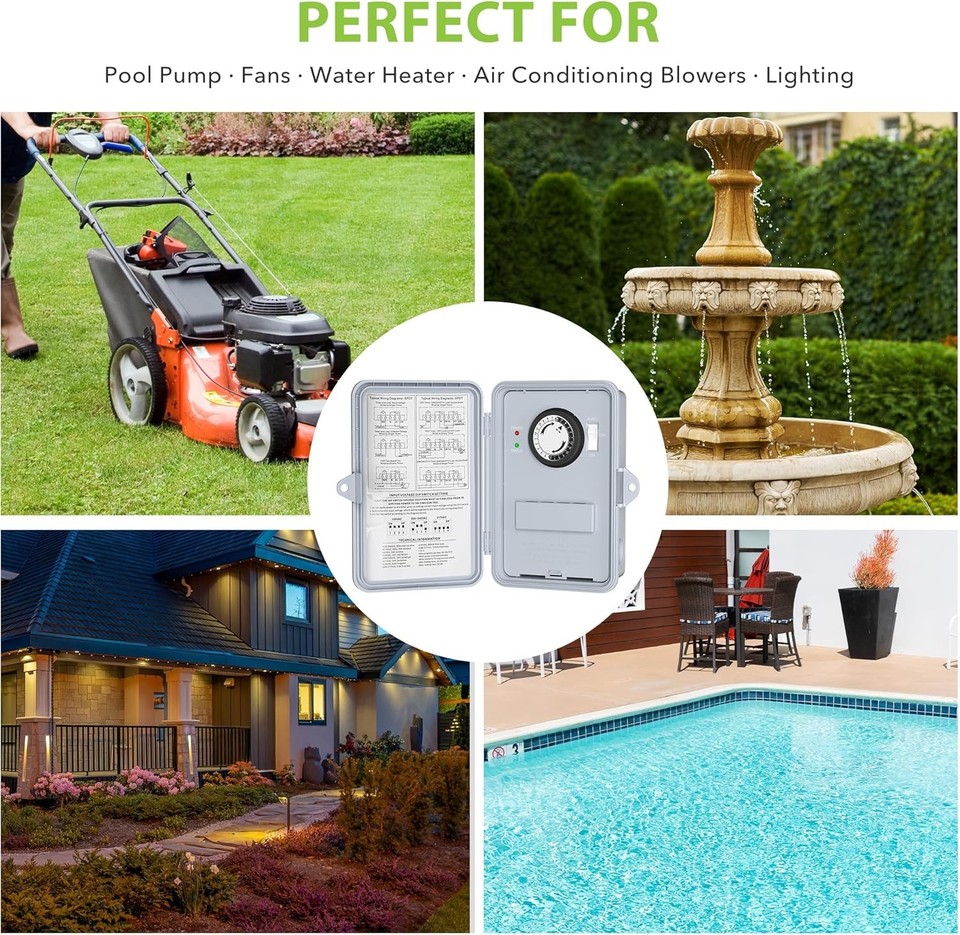 BN-LINK 24Hr Programmable Pool Pump Timer Mechanical Box Heavy Duty For ...