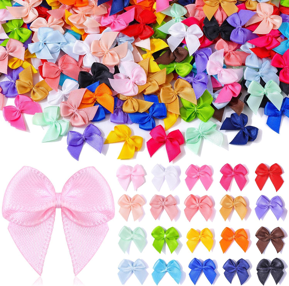 220PCS Colorful Mini Bows for Crafts, 1" Fabric Small Bows for ...