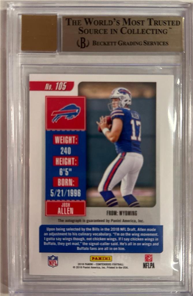 2018 Panini Contenders - Rookie Ticket RPS #105 Josh Allen (AU, RC) for ...