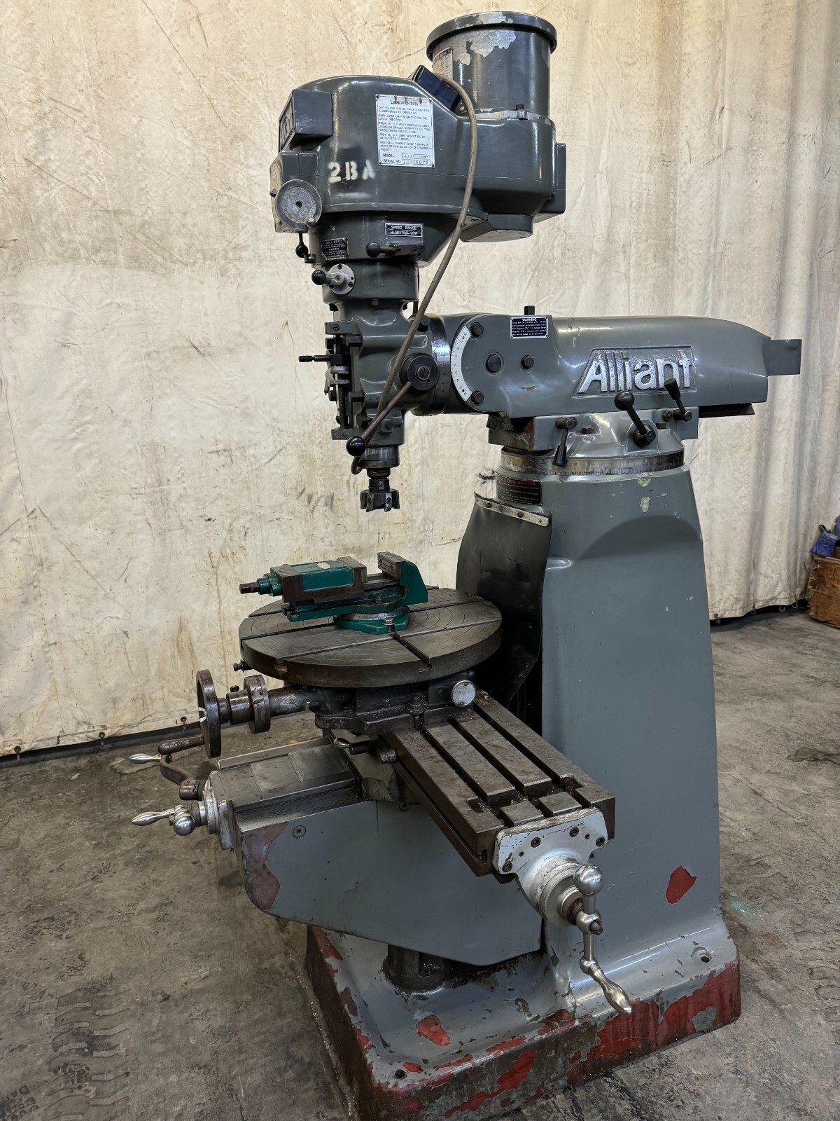ALLIANT VERTICAL MILLING MACHINE 42VC VARIABLE SPEED 42" X 9" WORKBENCH ...