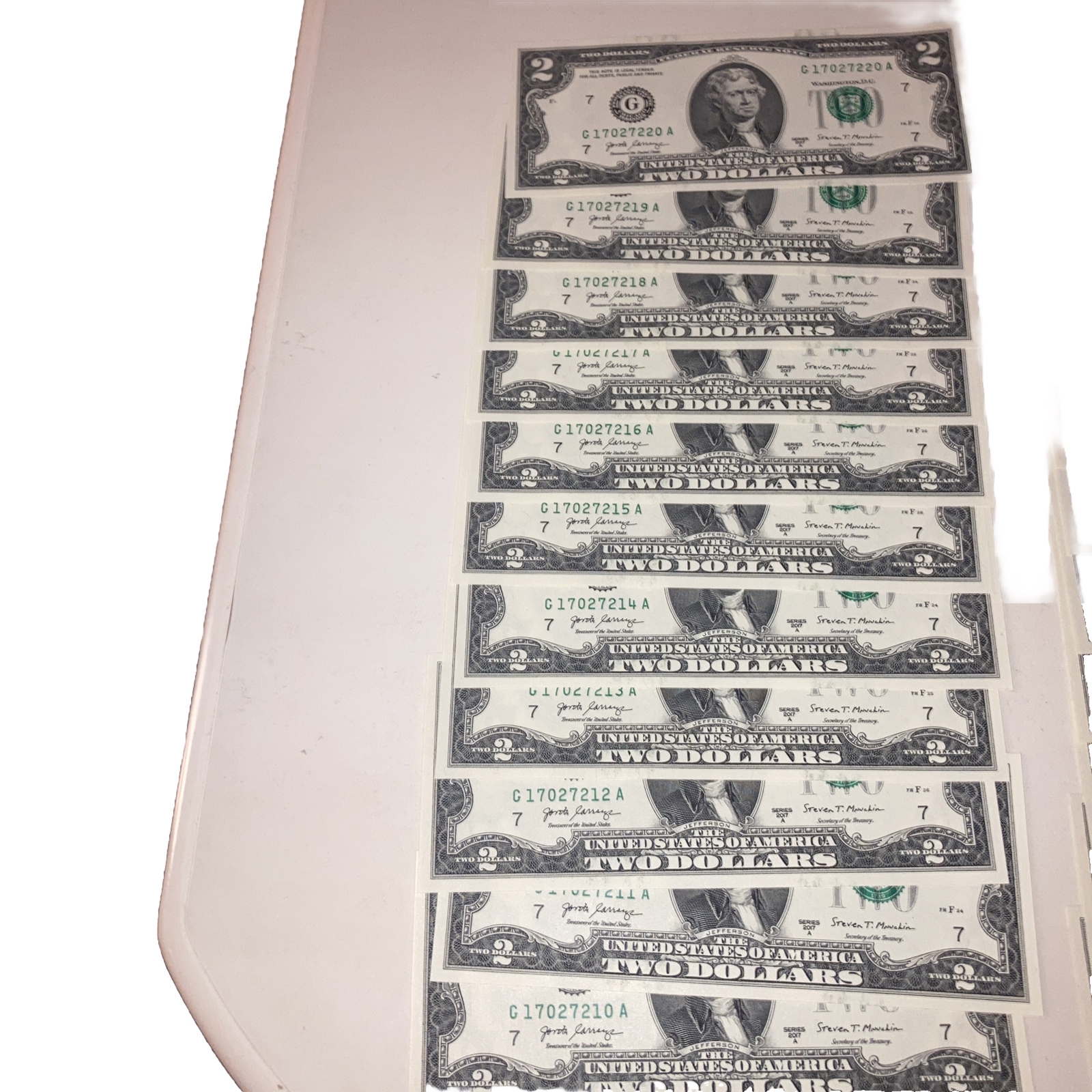 **lucky** 2 Dollar Bills (uncirculated) Crisp Bills Sequential serial ...