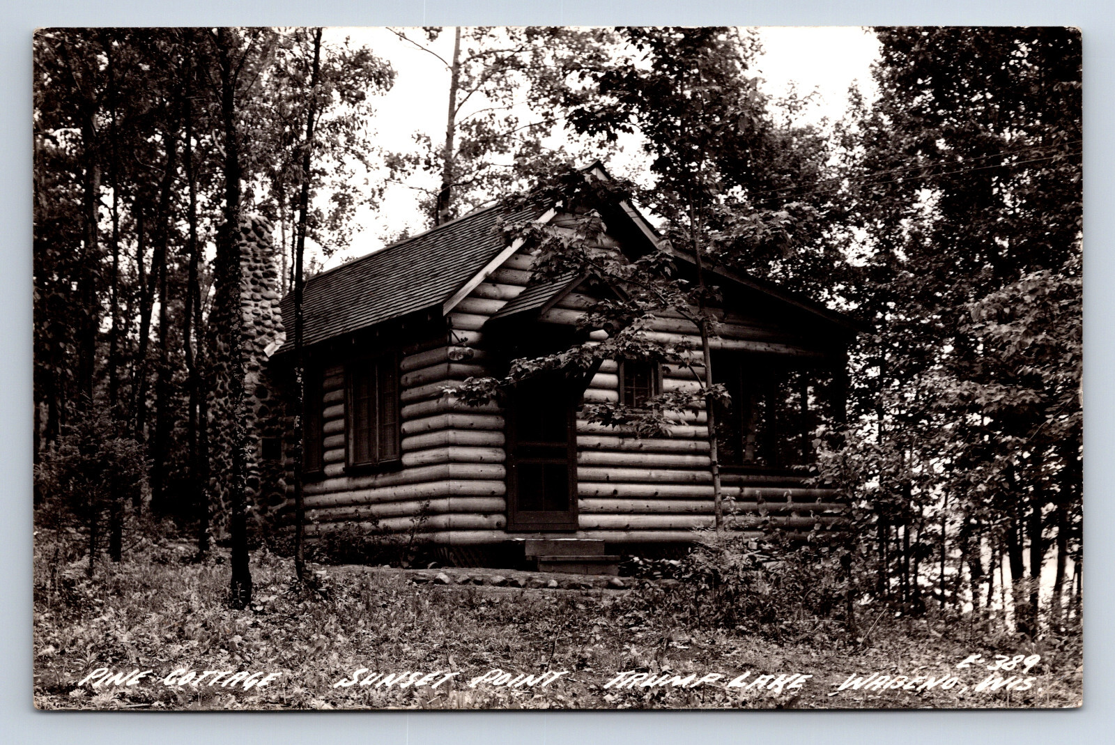 Vintage RPPC Wabeno WI Trump Lake Pine Cottage Sunset Point Log Cabin ...