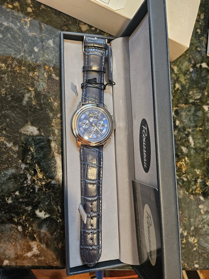 Rousseau Men's Automatic Watch Montage Blue/silver Multi Function NOS ...