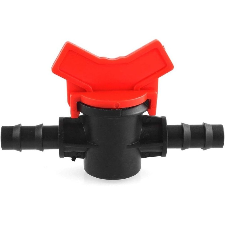 4PCS Plastic in-Line Ball Valve Red & Black Shut-Off Switch Water,Oil ...