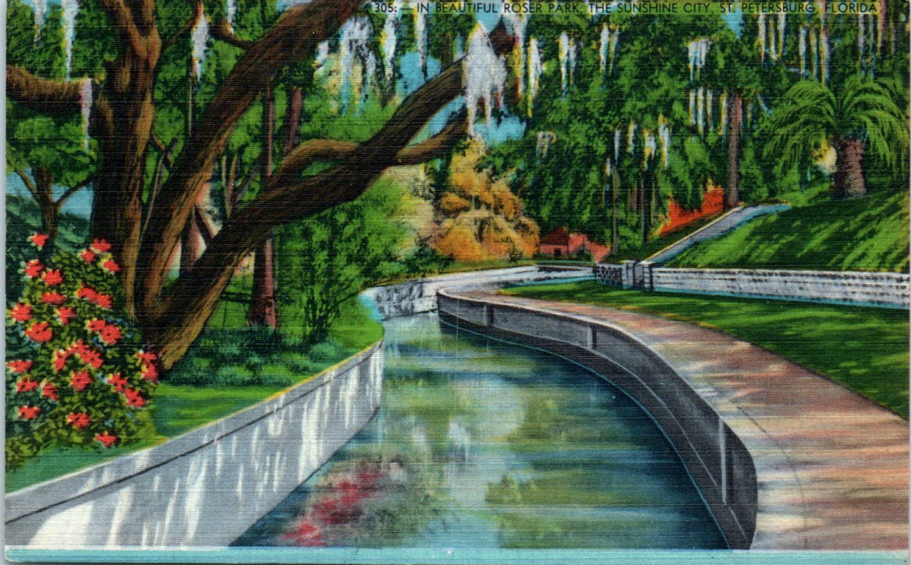 1940s Linen Old FL Postcard Roser Park St. Petersburg Florida Scenic ...