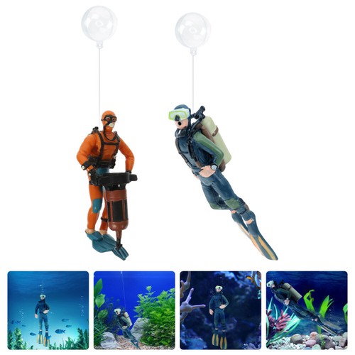 2Pcs simulation diver decor Fish Tank Decoration Floating Diver For ...