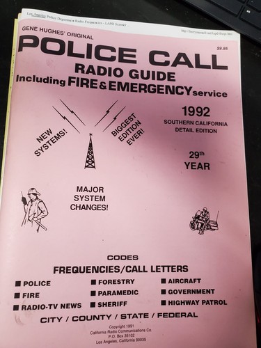 Gene Hughes' Original POLICE CALL RADIO GUIDE ~ 1992 Ed SoCalif Detail ...