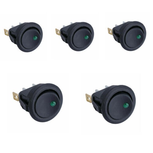 10x Green Rocker Switch 12V 16A ON/OFF SPST Car LED Round Boat Dot ...
