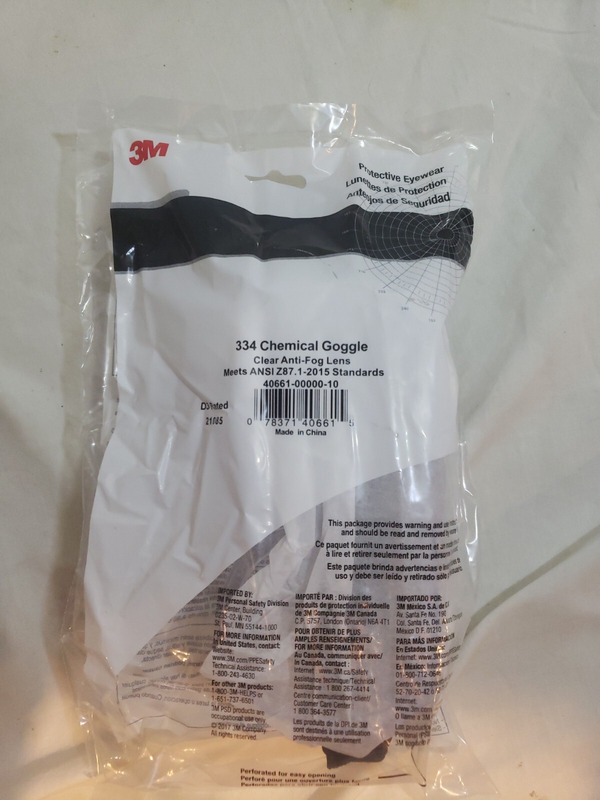 10-pack :3M - 334 Series Splash Safety Goggles Anti-Fog (NEW) | eBay