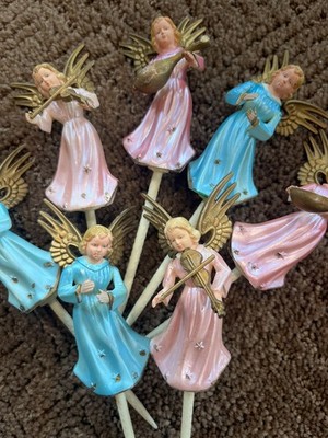 Vtg 60's Lot Plastic Christmas Choir Angels Floral Picks or Cake ...