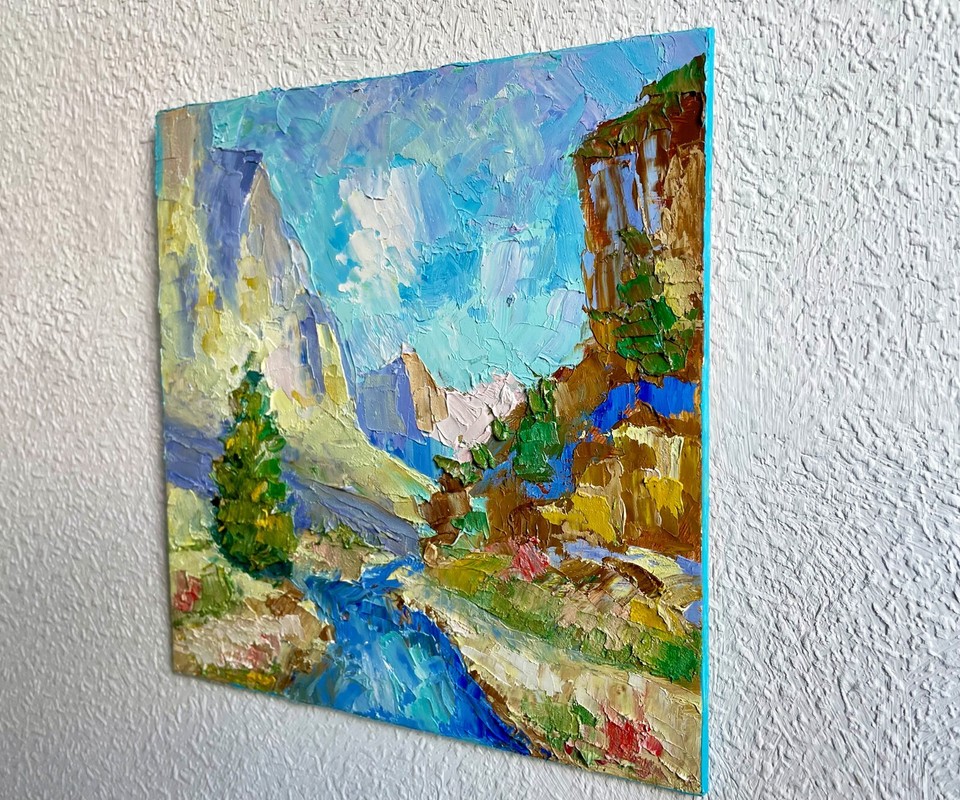 Landscape Original oil painting, Colorado mountains river Fine Art | eBay