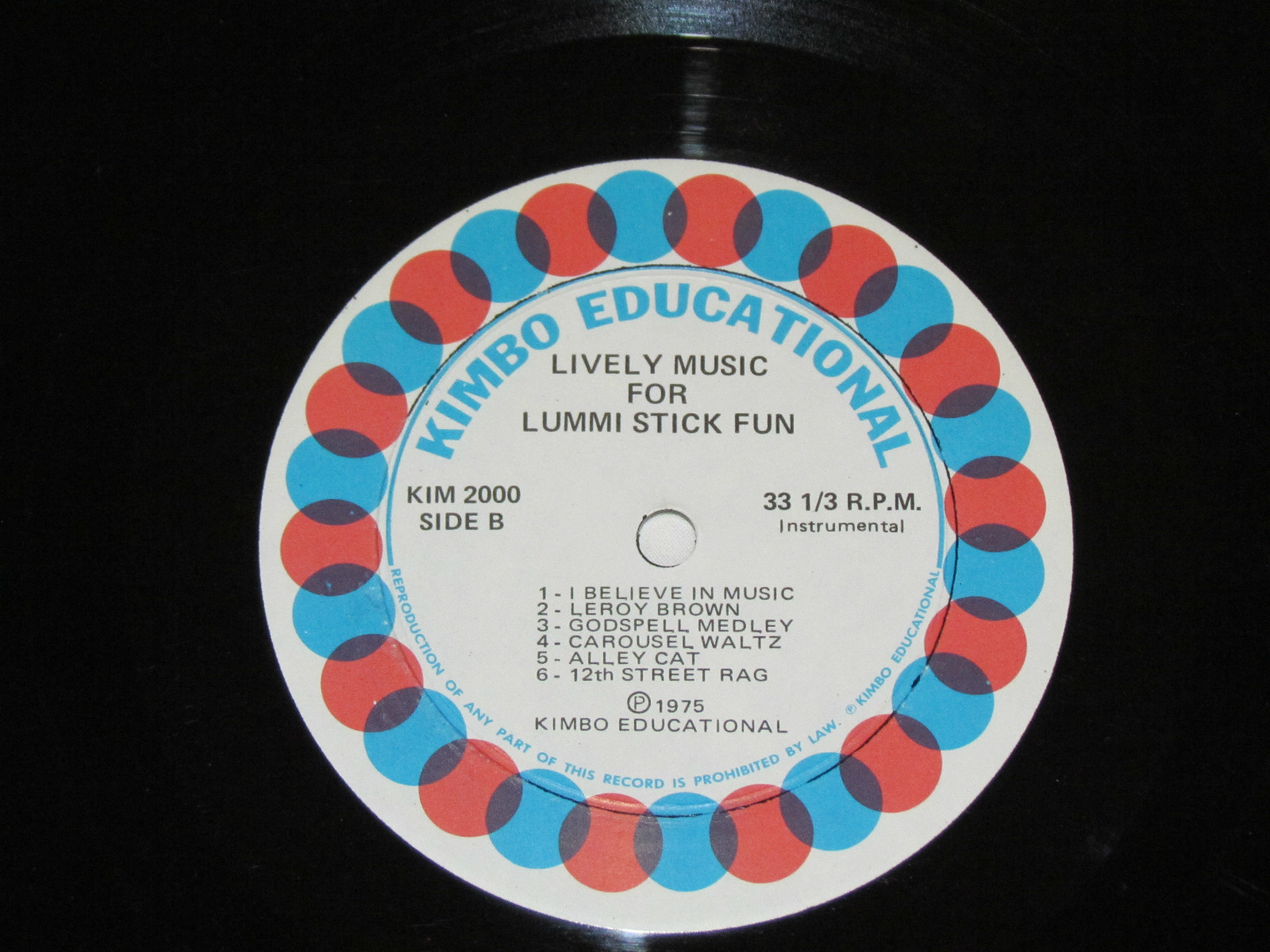 LIVELY MUSIC FOR LUMMI STICK FUN LP Kimbo Educational Records School ...
