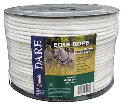 Electric Fence Rope, Braided White Dacron & Stainless Steel, 6mm x 600 ...