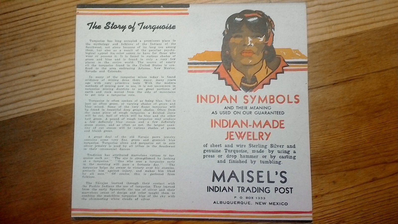 VTG MAISEL'S INDIAN TRADING POST INDIAN SYMBOLS PAMPHLET JEWELRY ...
