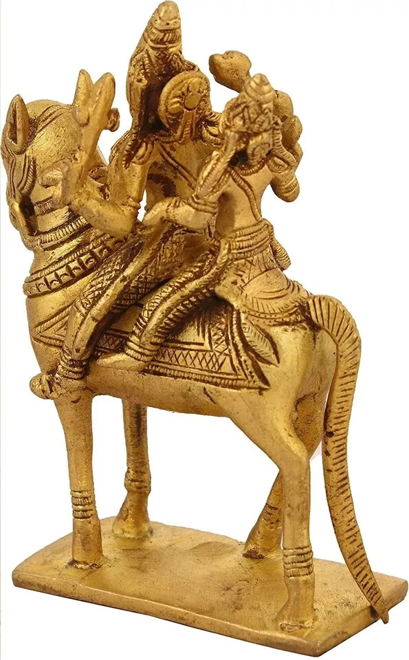 Lord Shiva Parvati Riding on a Horse Brass Figurine Statue Hindu ...