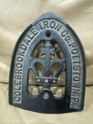 Cast Iron Trivet Colebrookdale Iron Co. Pottstown PA Cross Crown | eBay