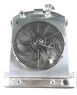 3 Row 1932 Ford High Boy Champion Radiator Shroud & 16" Fan Chevy Inlet ...