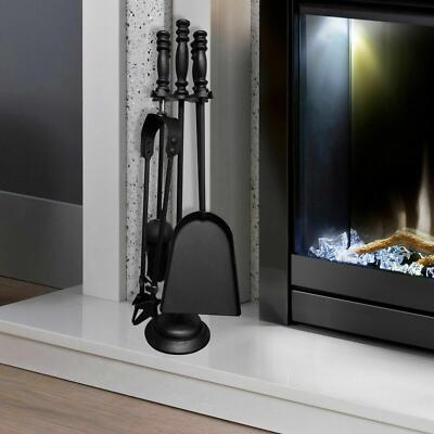 5PCS Companion Set Fireside Black Fire Tools Fireplace Hearth Poker ...