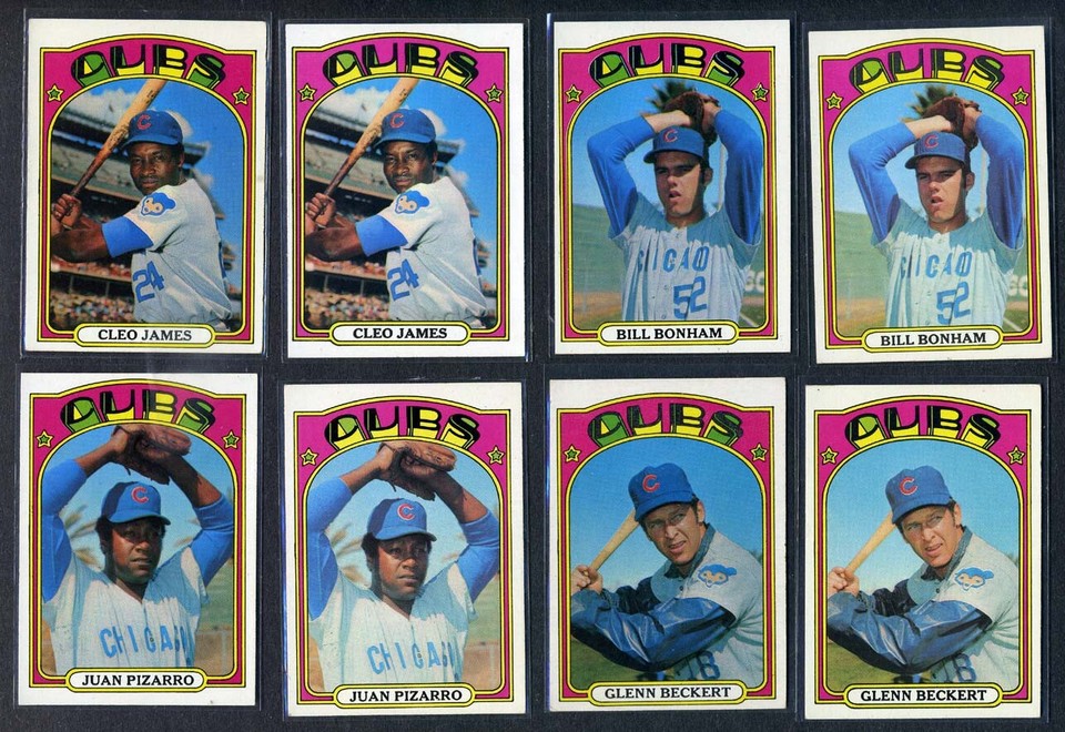 1972 TOPPS CUBS GREEN/YELLOW NAME VARIATION SET OF ALL 10 W/SCARCE #534 ...