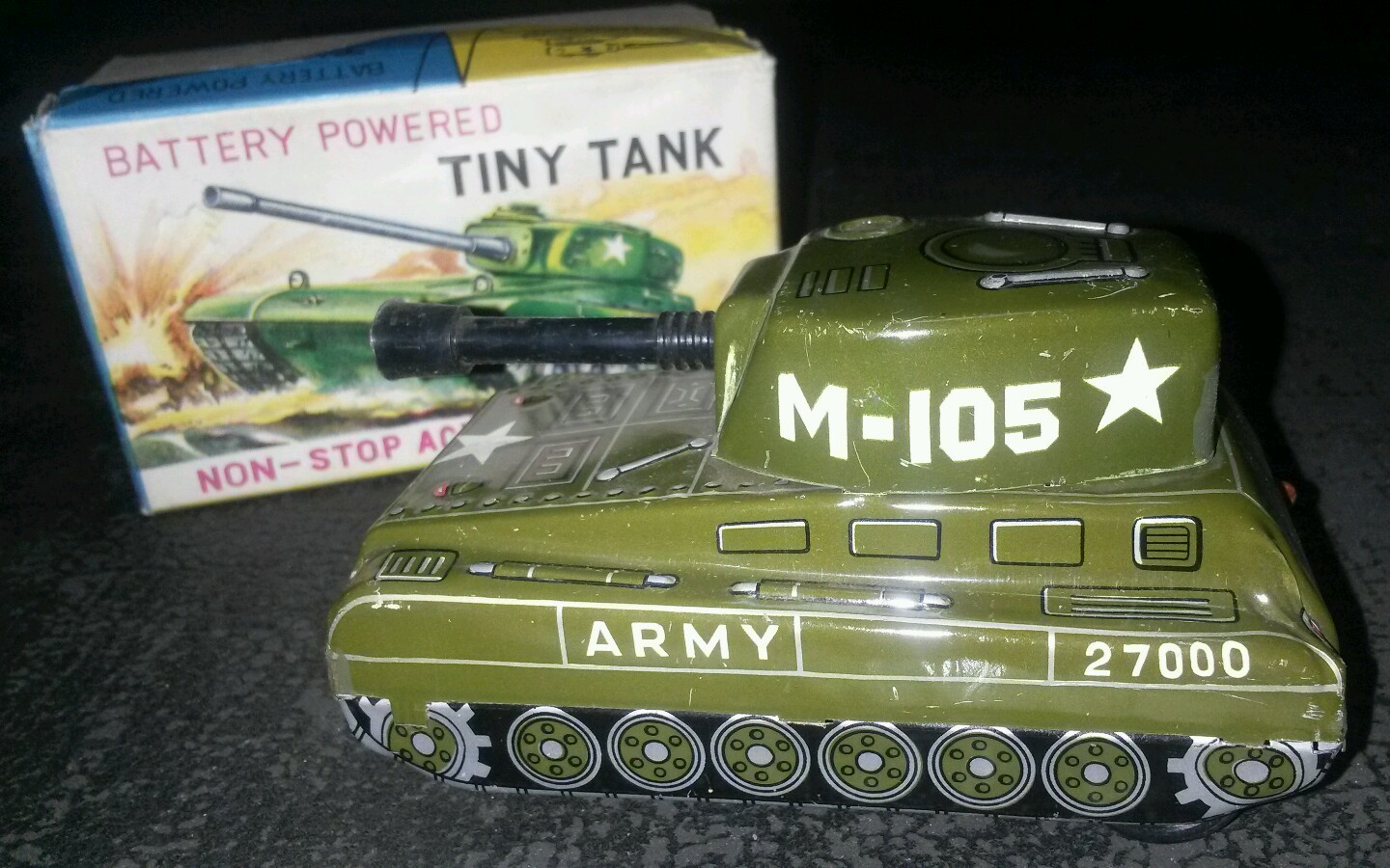 WORKING VINTAGE WACO JAPANESE BATTERY OPERATED TIN TOY TINY TANK IN ...