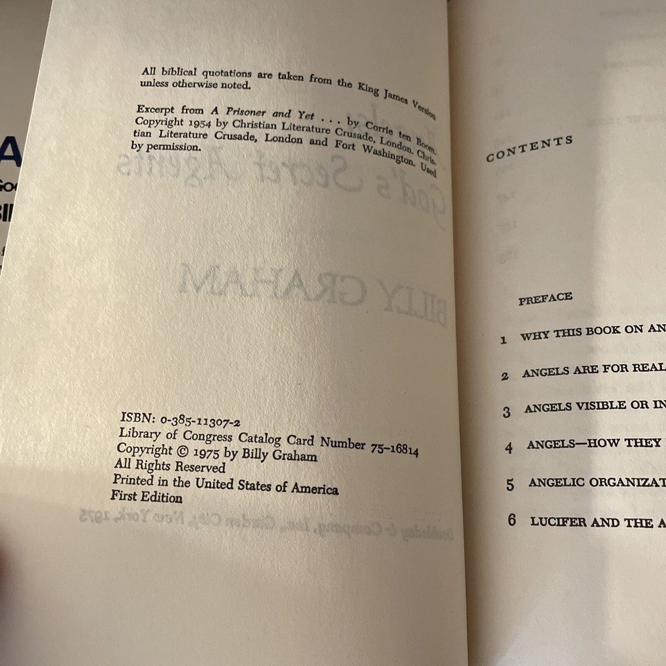 Angels God's Secret Agents by Billy Graham 1975 First Edition ...