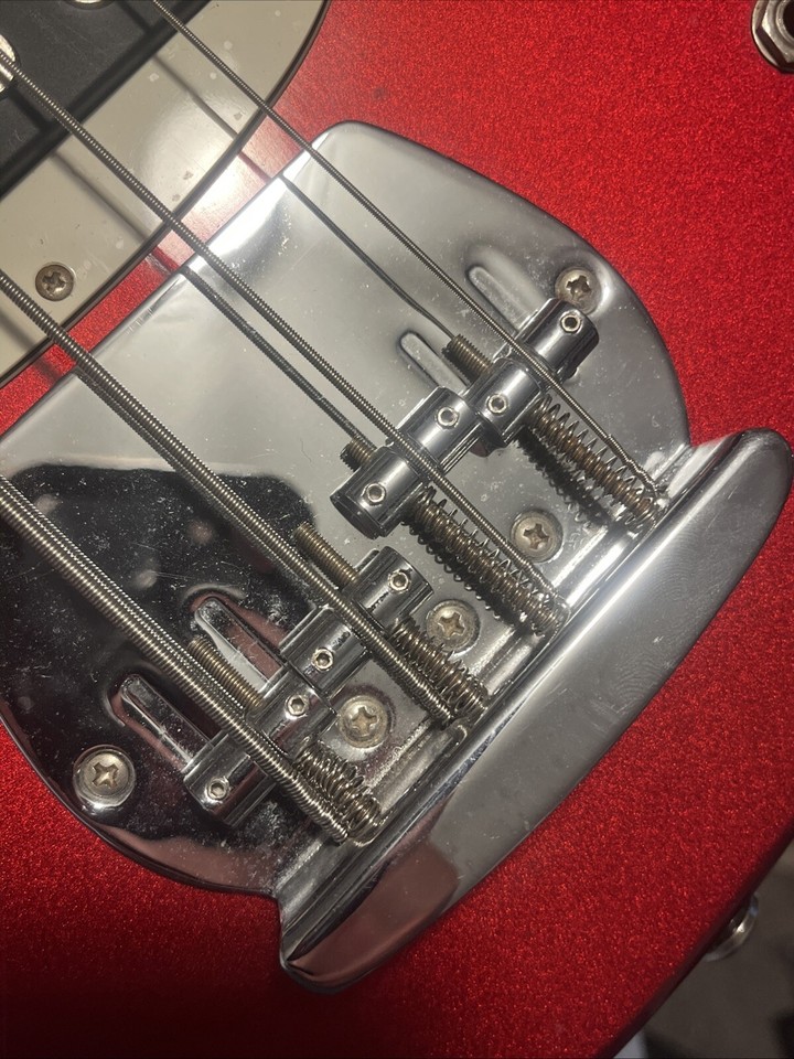 Samick Electric Bass Guitar Red Used But Beautiful Read, Vintage? | eBay