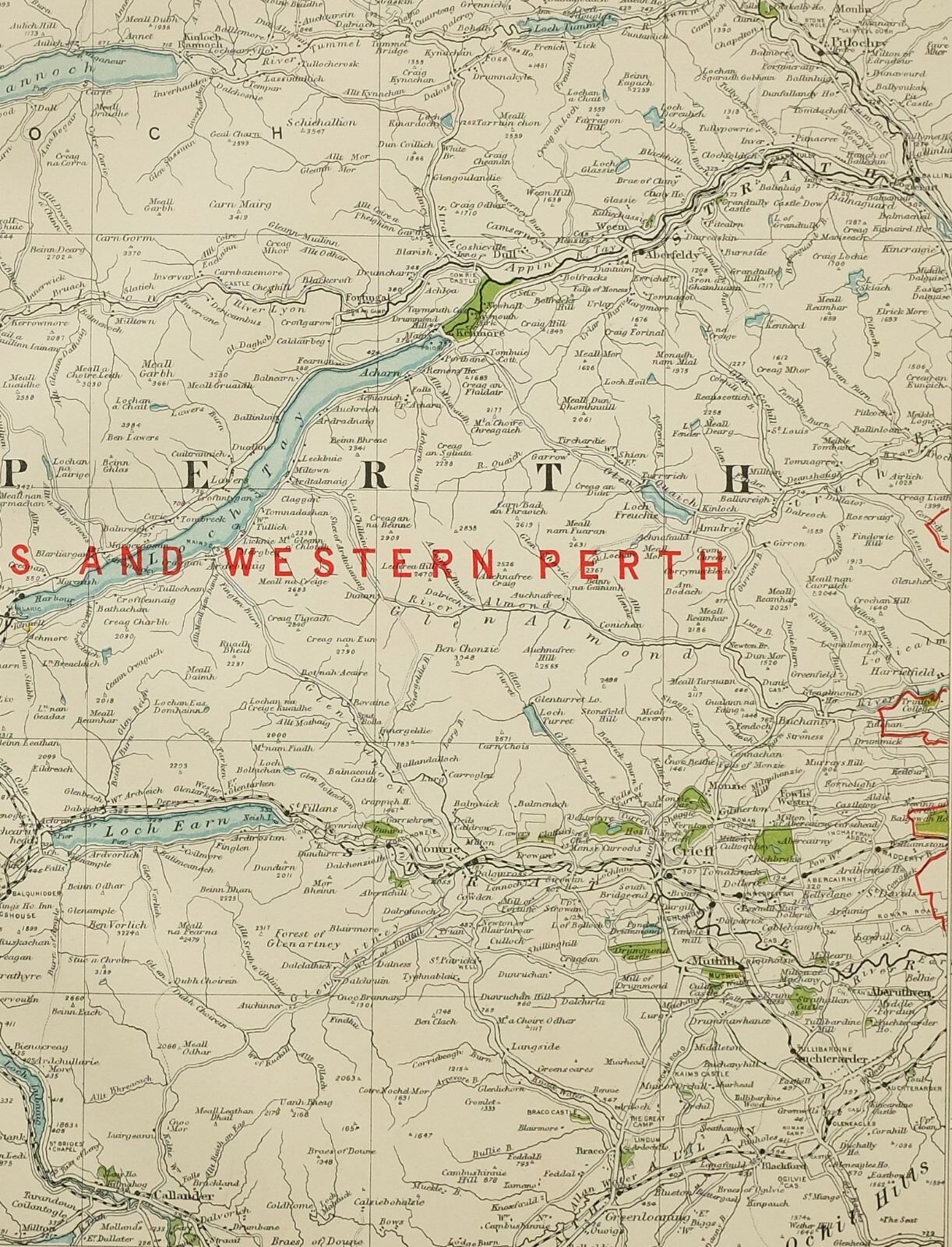 1927 MAP PERTH KINROSS ARGYLL CRIEFF MUTHILL RANNOCH MOOR DALMALLY | eBay