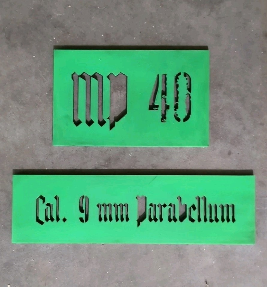 Mp40 And 9mm Parabellum Stencil Set - WW2 Reenactors/Collectors Nazi ...