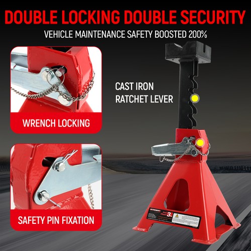 2X Heavy Duty Jack Stands Car Lifting Truck Lift Axle Jack Stands 3T ...