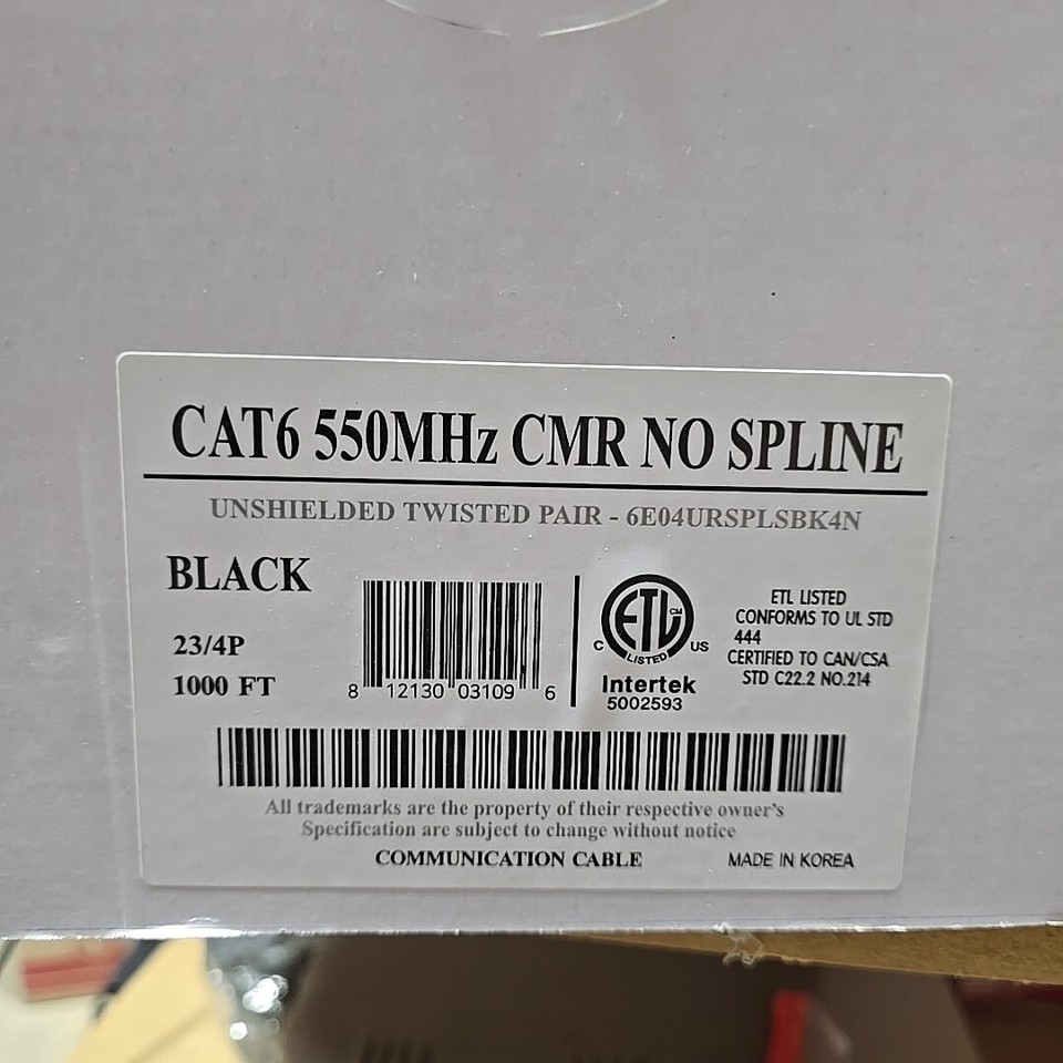 1000FT CAT6 Network LAN Ethernet UTP Cable Solid Bulk Wire No Spline ...