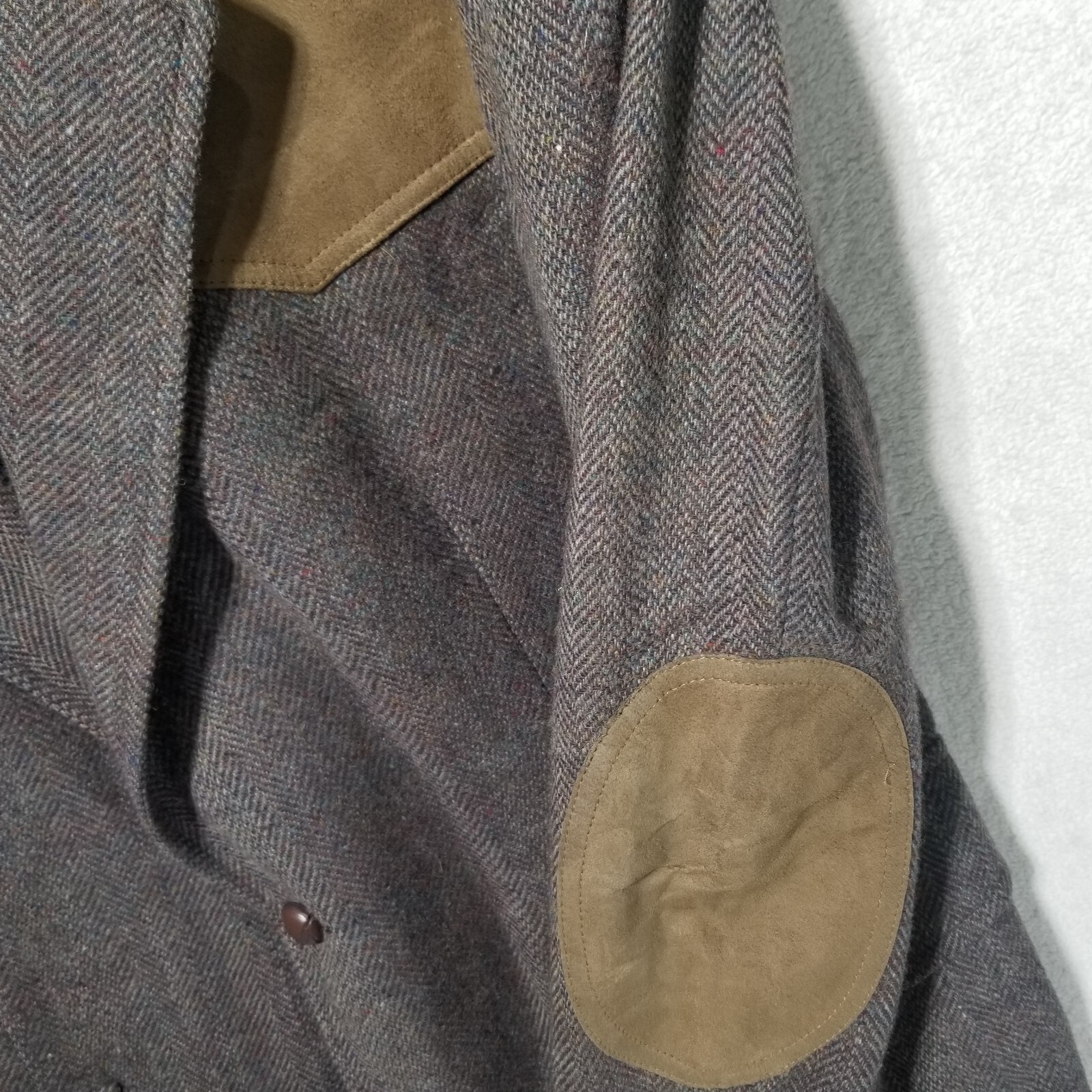 Pendleton Men Wool Tweed Gray Brown Elbow Patch Sportscoat Jacket Sz 42 ...