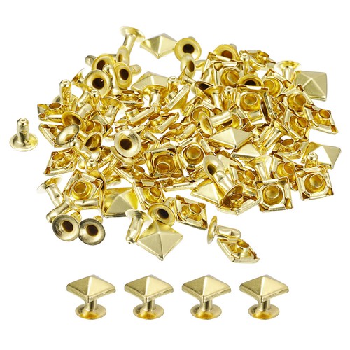 50 Sets Spike Rivet, 7mm Pyramid Rapid Rivet Studs Square Spikes, Gold ...