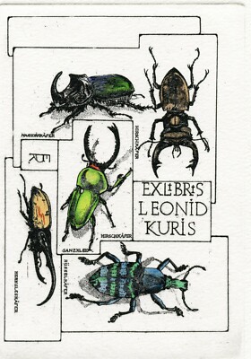 Bugs, Insects Original Etching Ex libris Bookplate, Elly De Koster ...