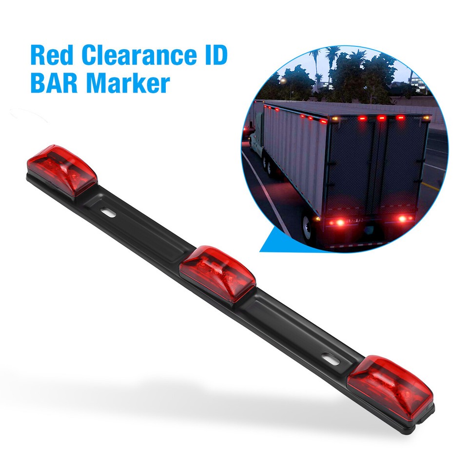 1-2PACK LED Rear Clearance ID Marker Light Bar Truck Trailer Tail Red ...