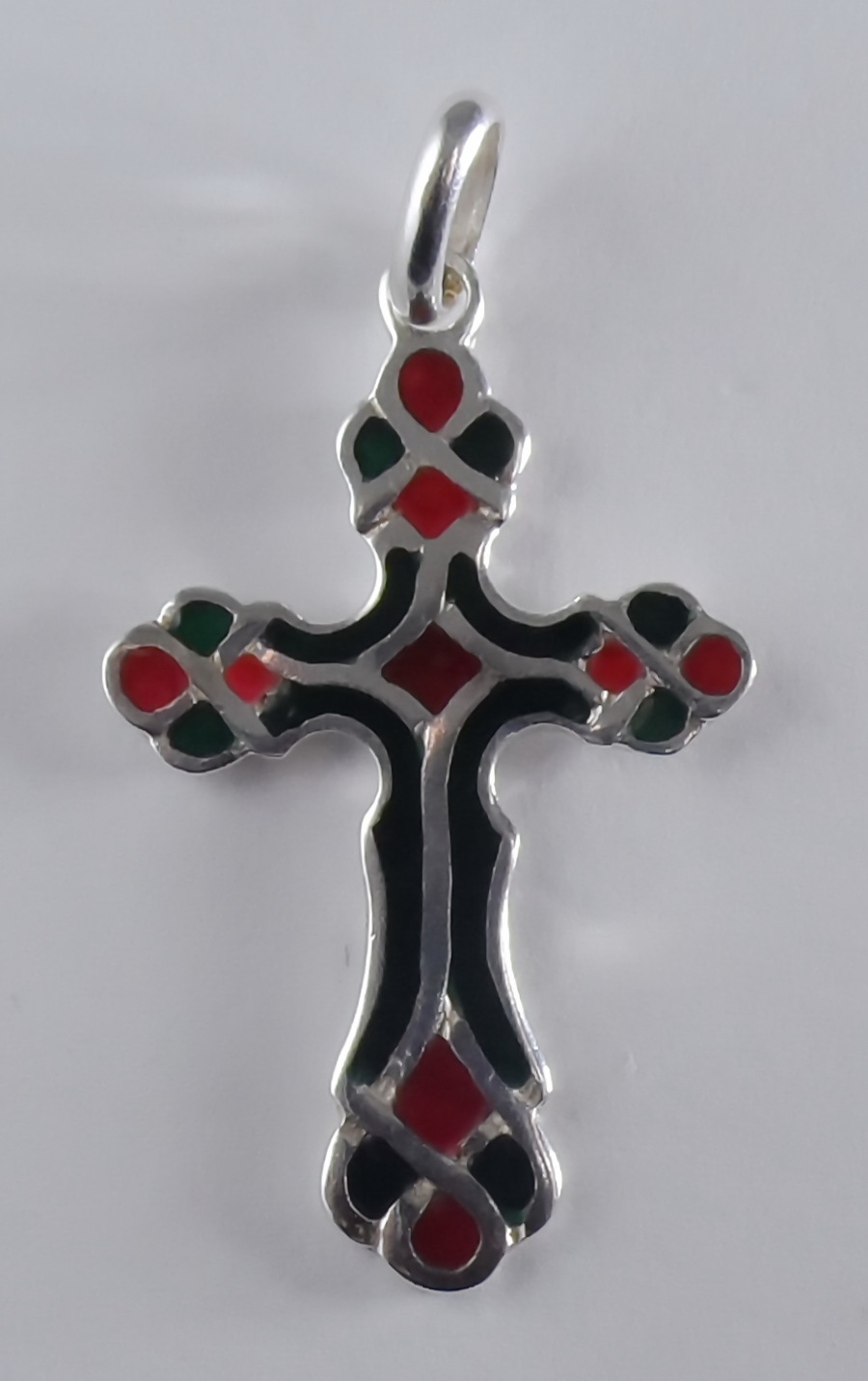 Sterling Silver Dark Green and Red Enamel Cross Pendant/1.70 Gr. | eBay