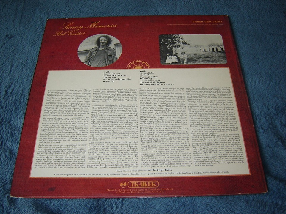 Bill Caddick - Sunny Memories LP EXC shape 1977 UK folk on Trailer | eBay