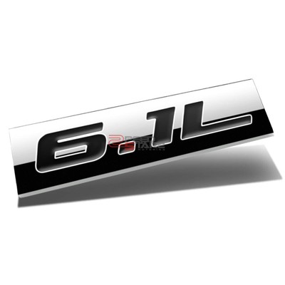 POLISHED CHROME BLACK 6.1L 6.1 L METAL EMBLEM DECAL LOGO TRIM BADGE 3M ...