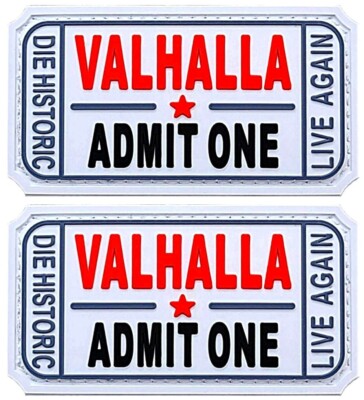 Ticket to Valhalla Admit One Vikings 3D PVC Rubber Patch |2PC 3"X1.5 ...